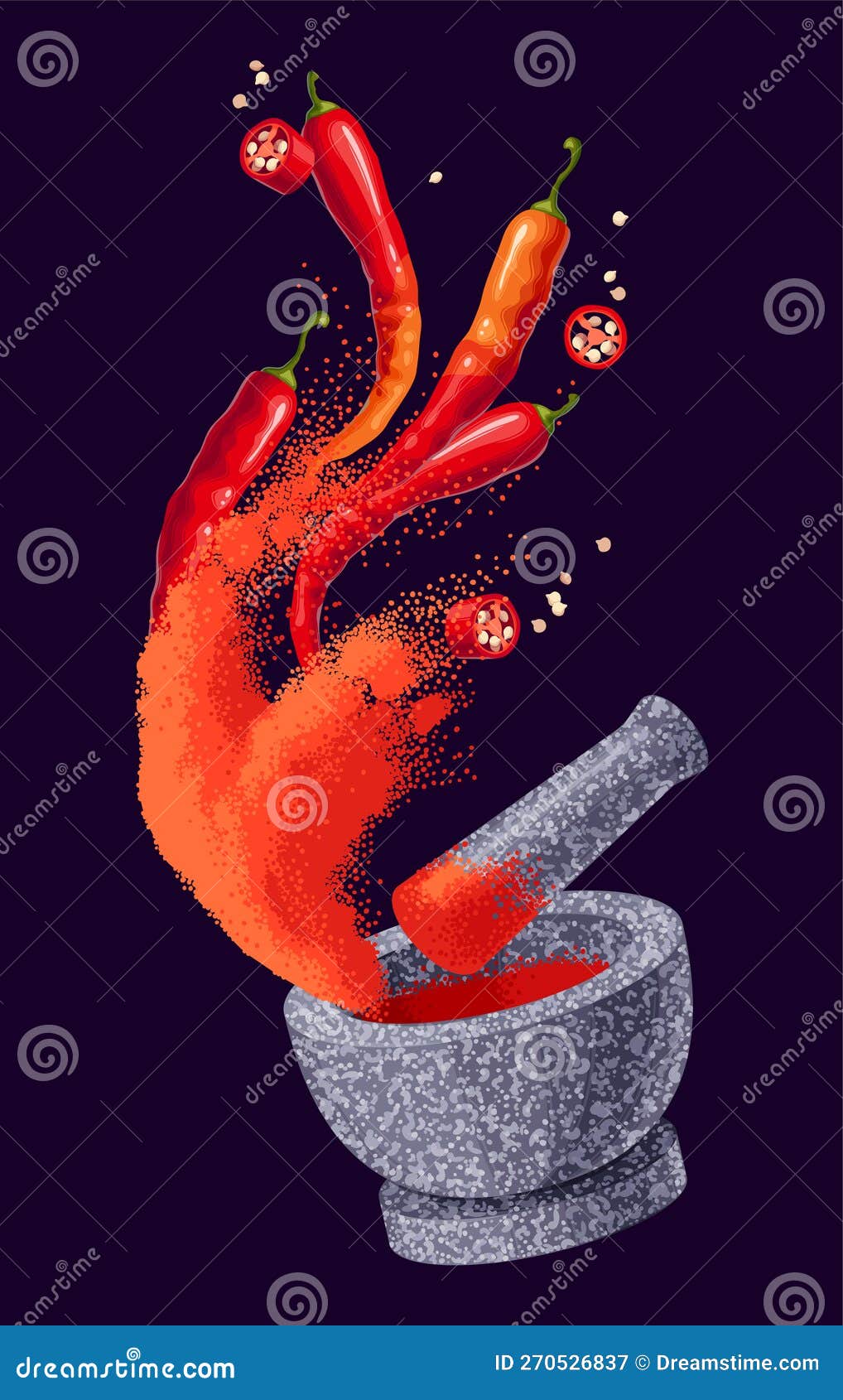 Red Chilli Vegetable with Red Chilli Powder Stock Vector - Illustration ...