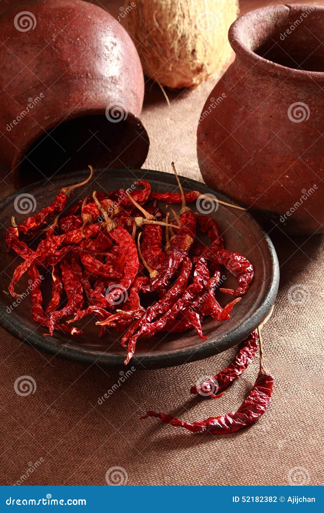 Red chilly in clay pot stock photo. Image of closeup - 52182382