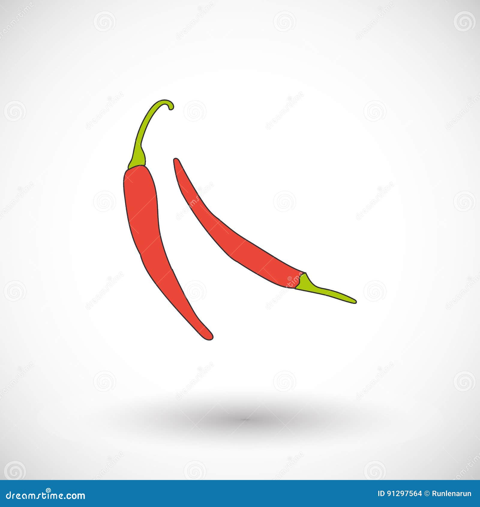 Red Chilly Peppers, Icon with Round Shadow Stock Illustration ...