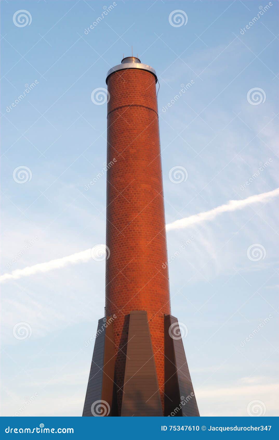 Red Chimney on Blue Sky Vertical Bricks Tall Tower Stock Photo - Image ...