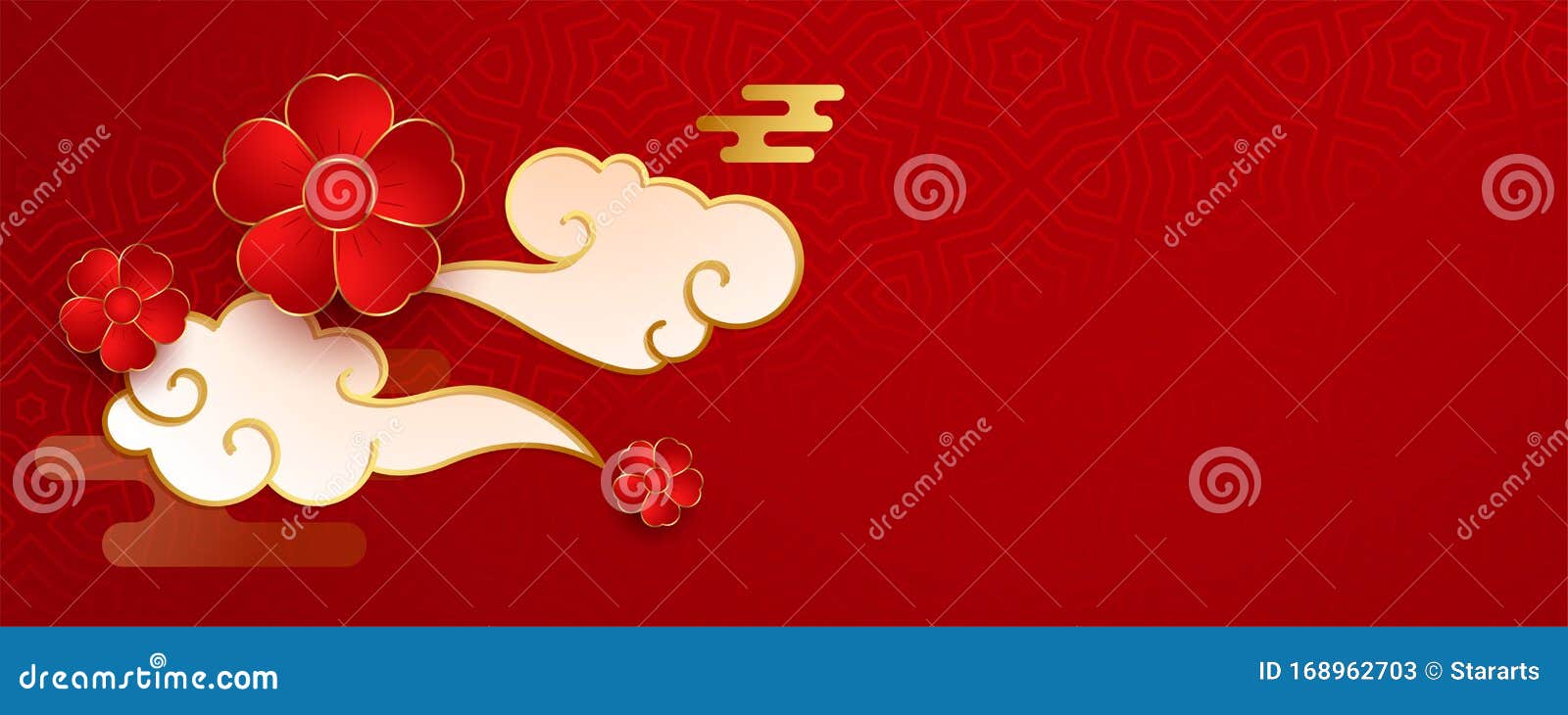 Red Chinese Banner with Flower and Clouds Stock Vector - Illustration ...