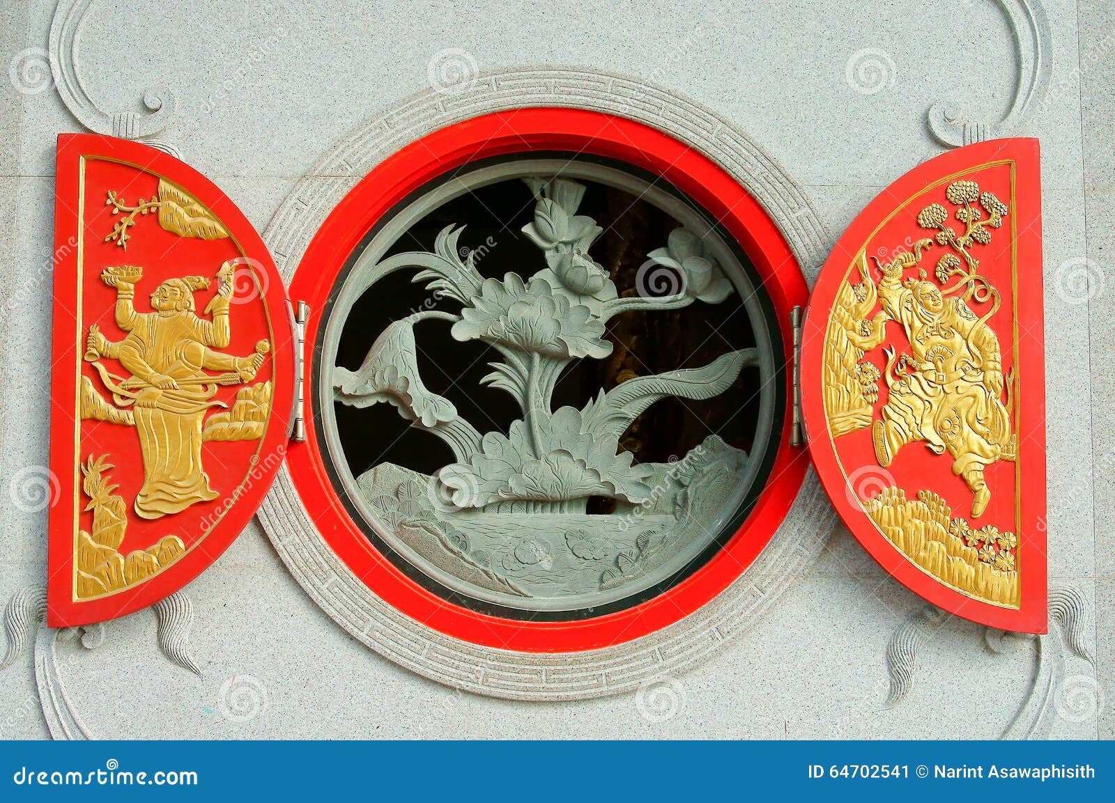 Red Chinese Circular Windows Stock Image - Image of ancient, palace ...