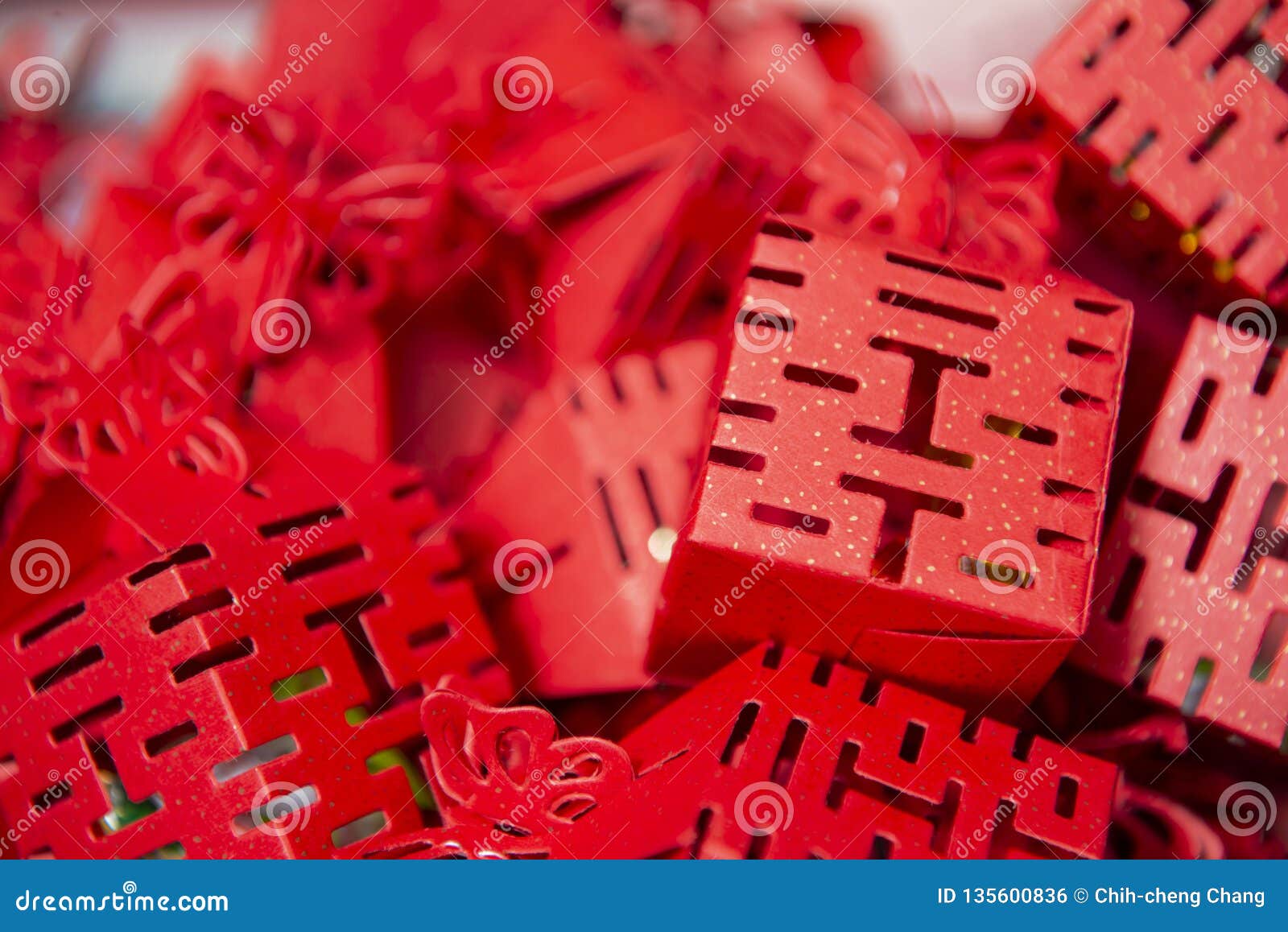 Red Chinese Double Lucky stock photo. Image of marriage - 135600836