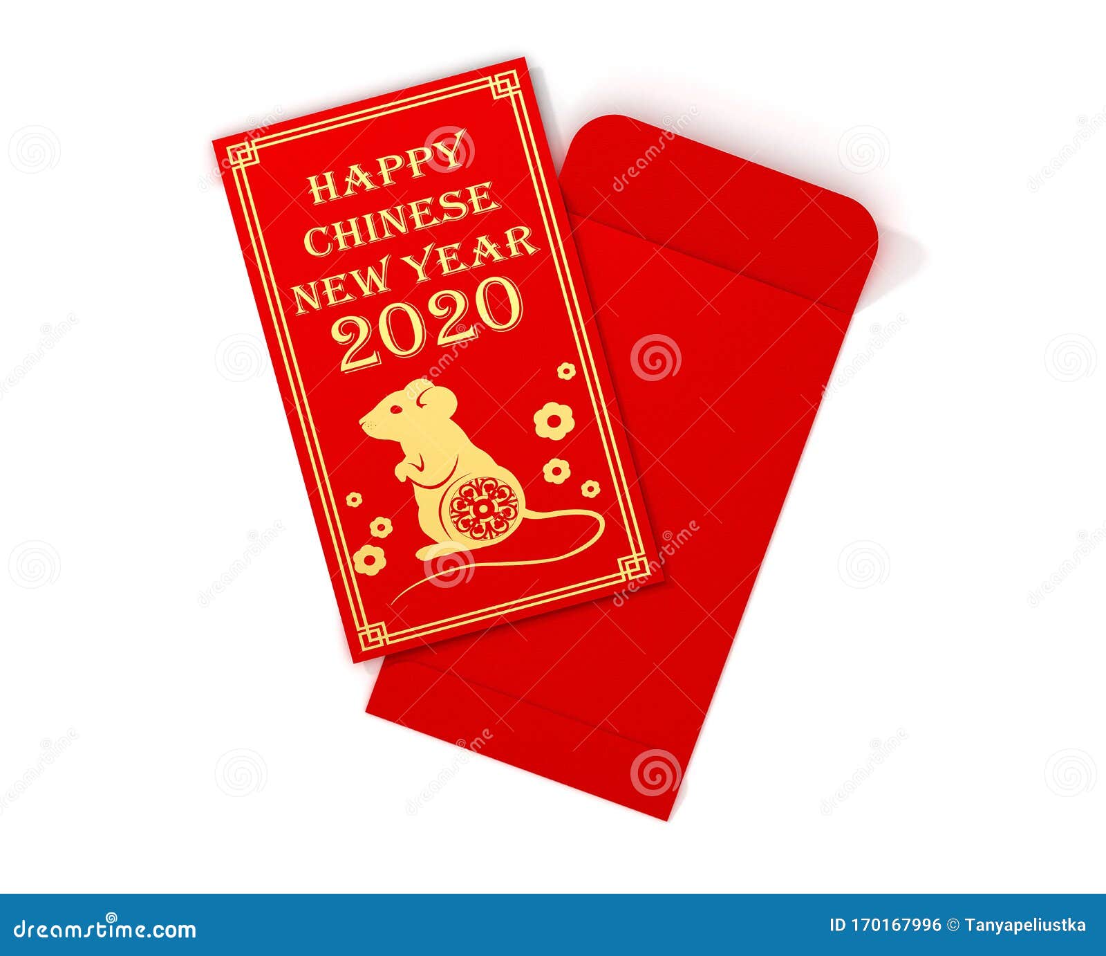 Red Chinese Envelope with Mouse, Symbol of Year.3D Illustration Stock ...