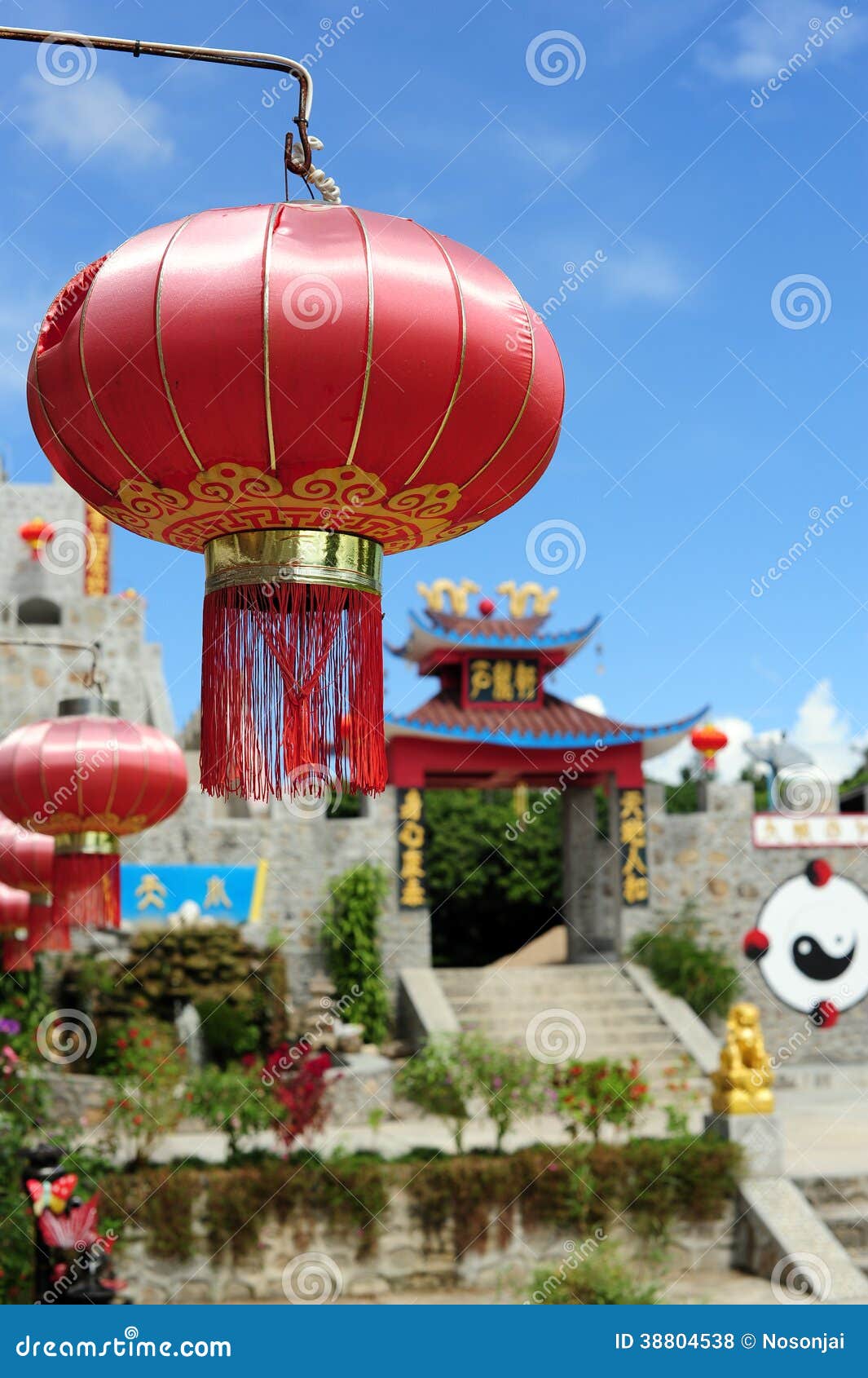 Red Chinese lamp stock photo. Image of gold, dragon, ancient - 38804538