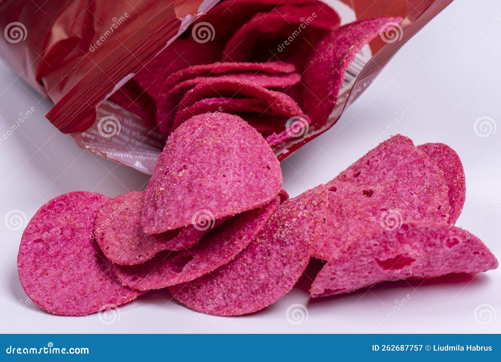 Red Chips Isolate. Close-up Potato Chips Stock Image - Image of fresh ...