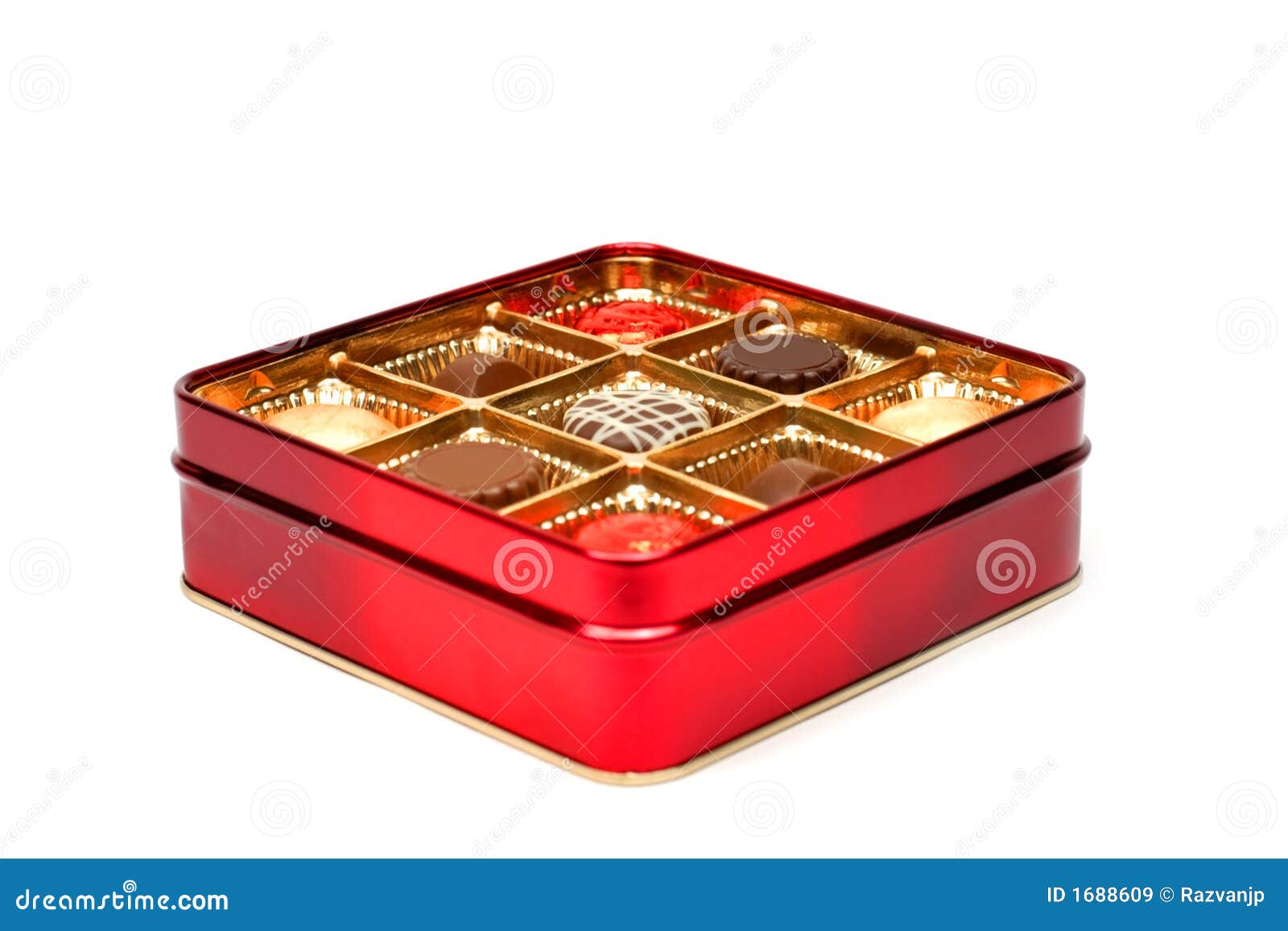 Red chocolate box stock image. Image of nutrition, product - 1688609