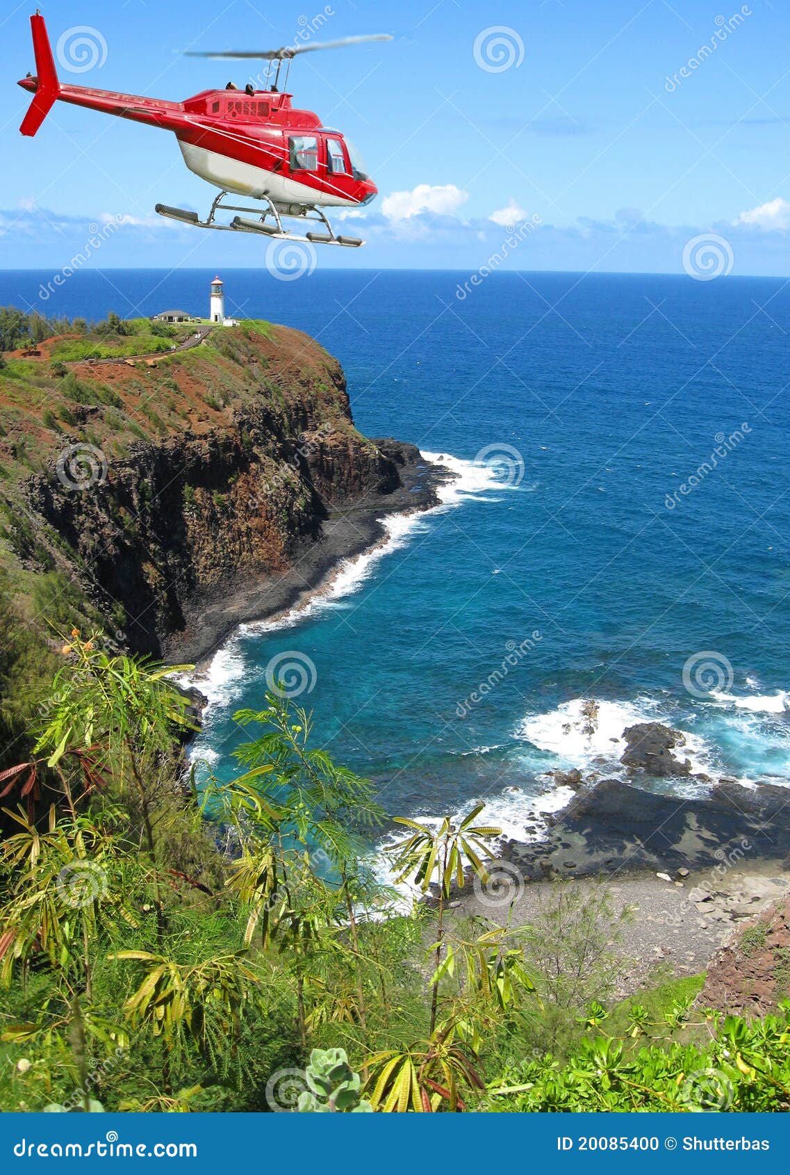 Red chopper above bay stock photo. Image of coast, cliff - 20085400