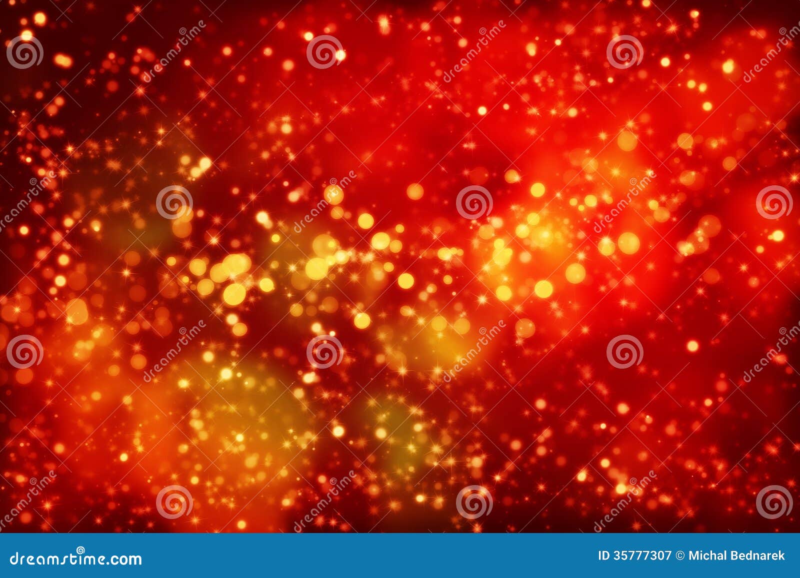 Red Christmas Background with Lights, Stars, Glitter. Stock ...