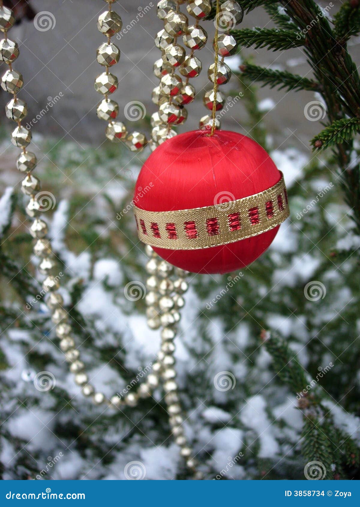 Red Christmas ball stock photo. Image of isolated, decorate - 3858734