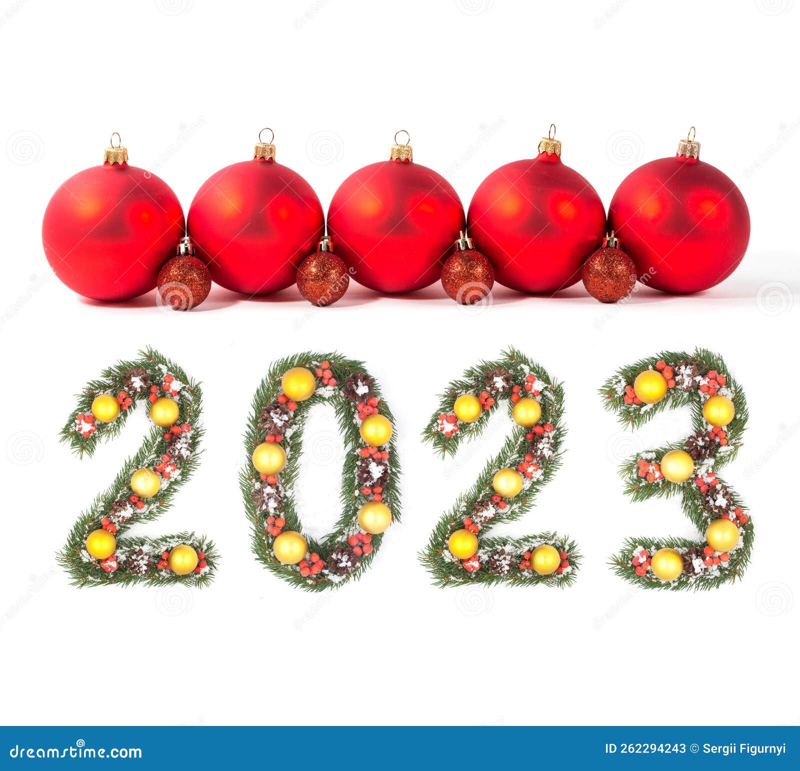 Red Christmas Ball and 2023 Number Stock Image - Image of holiday ...