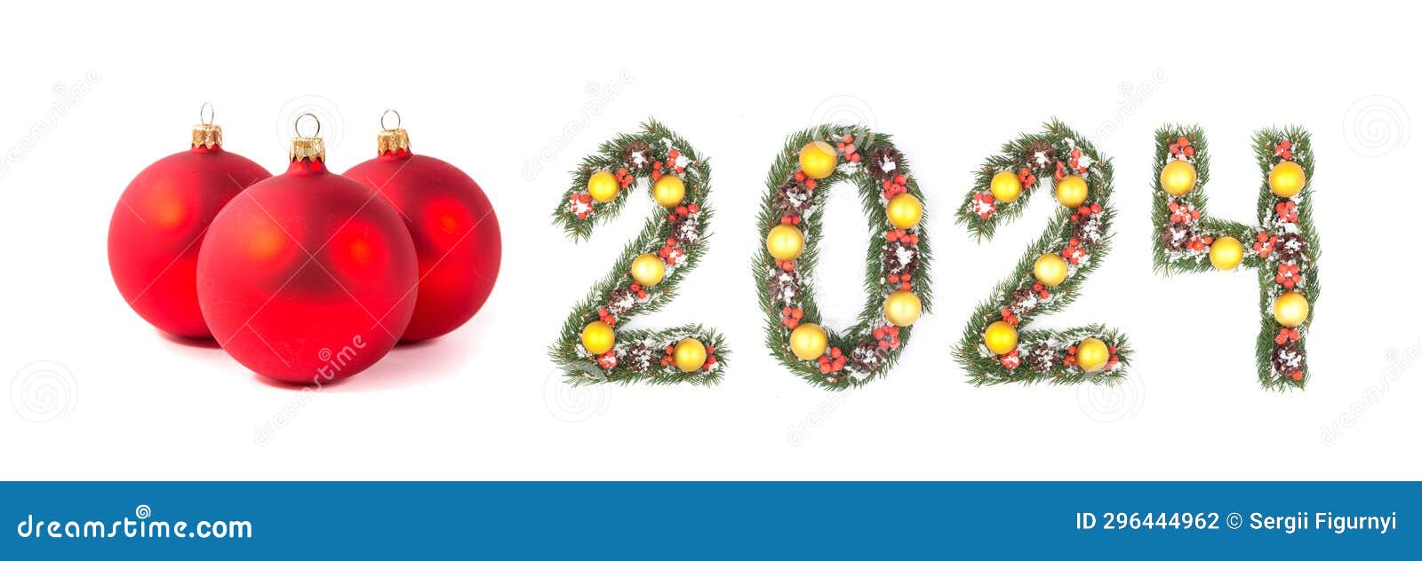 Red Christmas Ball and 2024 Number Stock Photo - Image of number, xmas ...