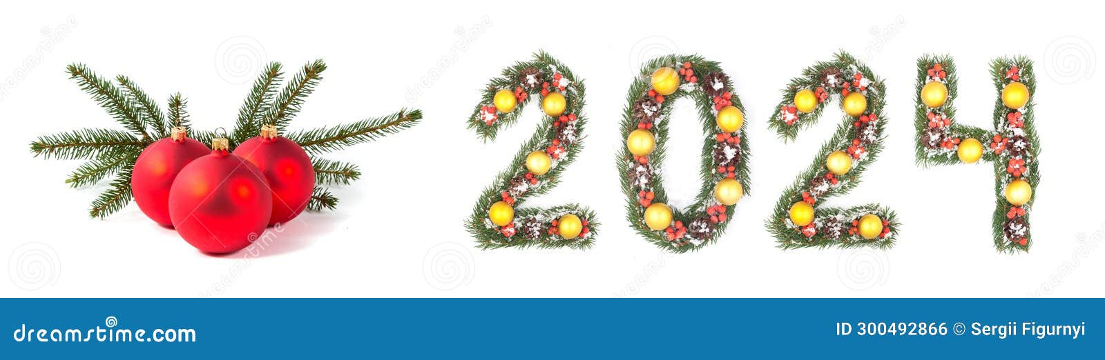 Red Christmas Ball and 2024 Number Stock Illustration - Illustration of ...
