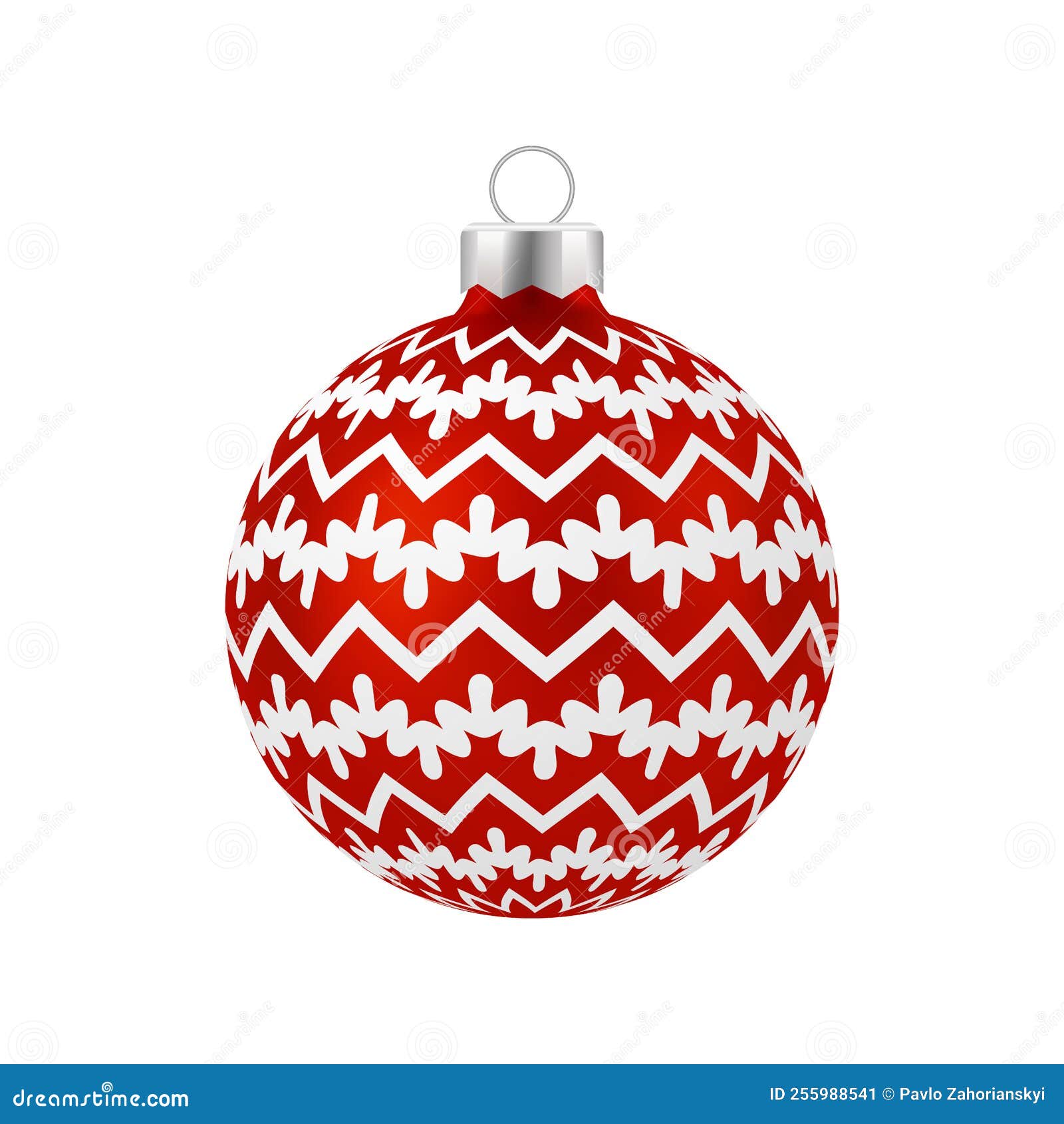 Red Christmas Ball with White Ornament. Vector. Stock Illustration ...