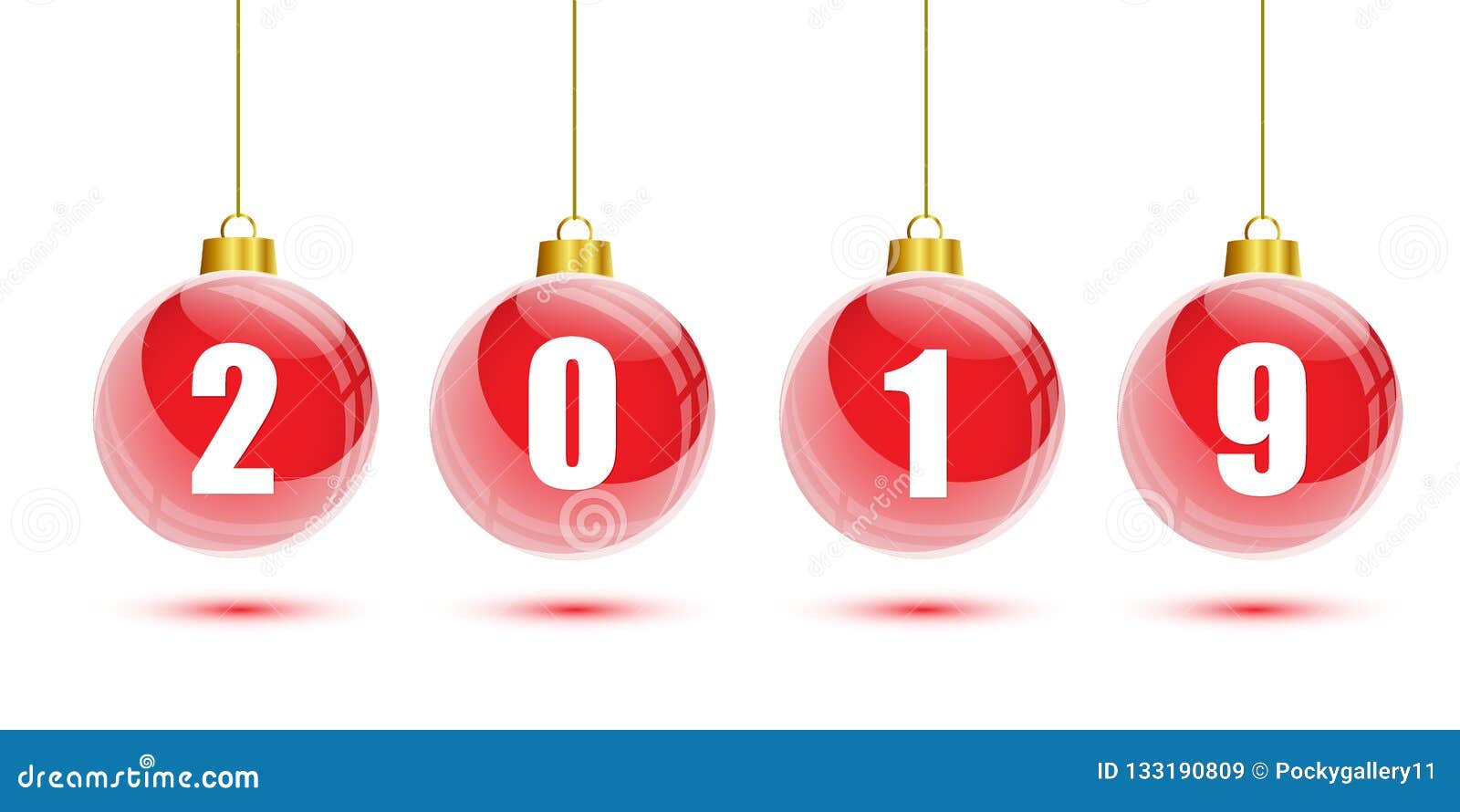 Red Christmas Balls with 2019 Numbers Stock Vector - Illustration of ...