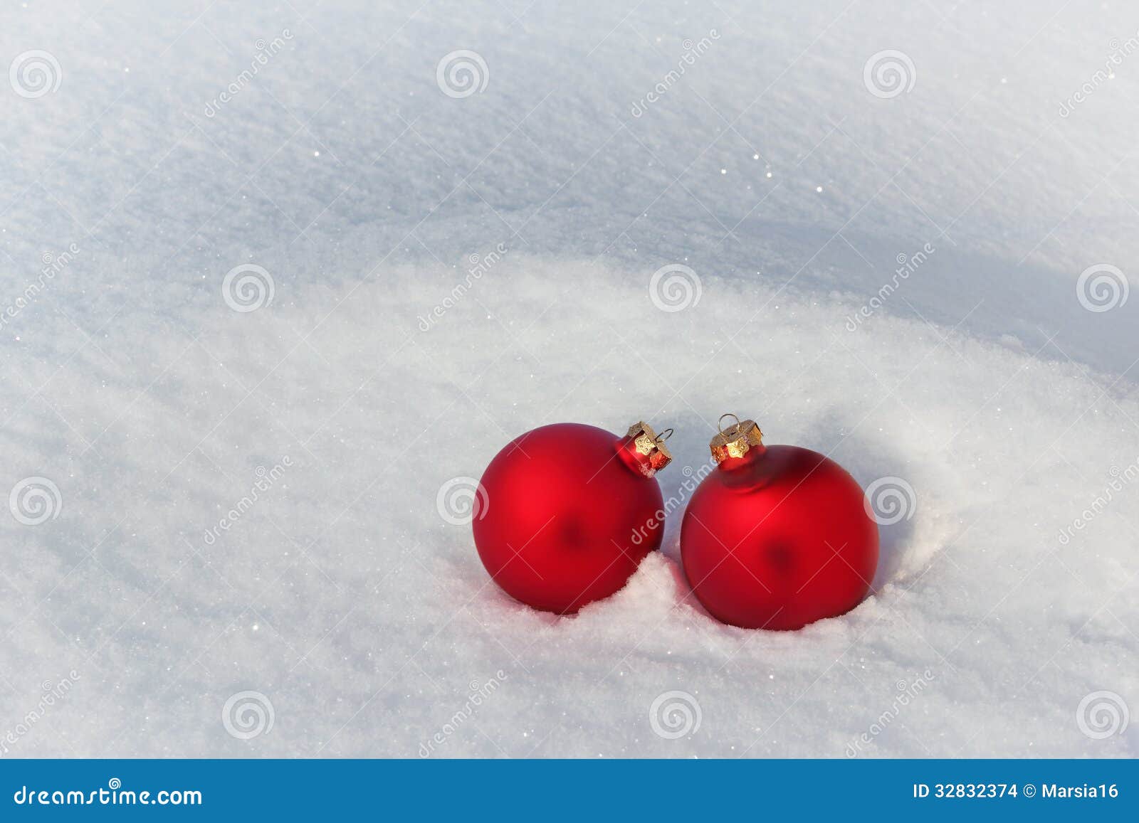 Red Christmas Balls in the Snow Stock Photo - Image of frosty ...