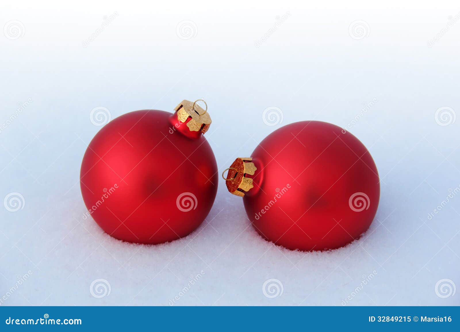 Red Christmas Balls in the Snow Stock Image - Image of frosty, ball ...