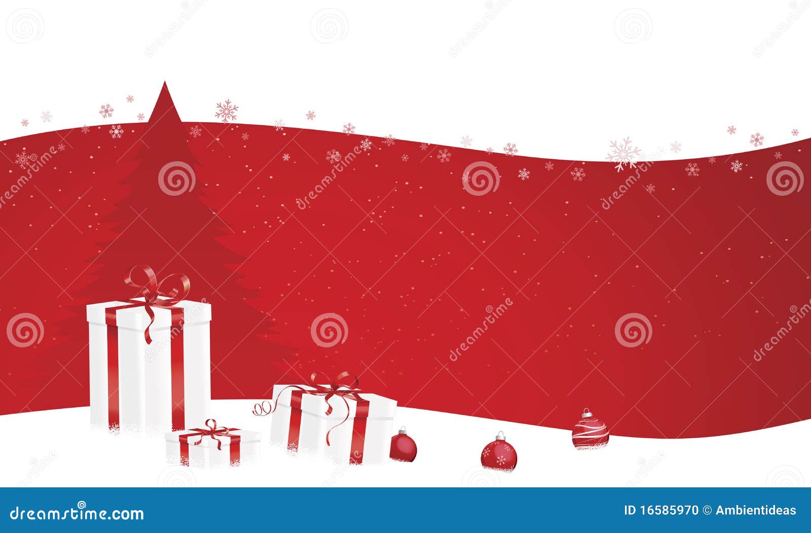 Red Christmas Banner with Gifts Stock Vector - Illustration of gift ...