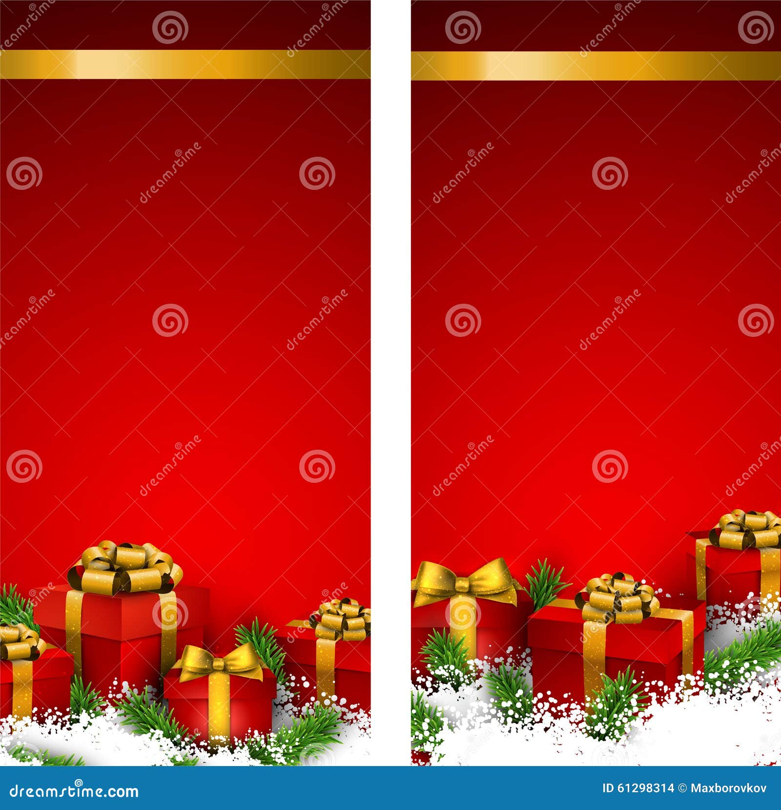 Red Christmas Banners with Gift Boxes Stock Vector - Illustration of ...