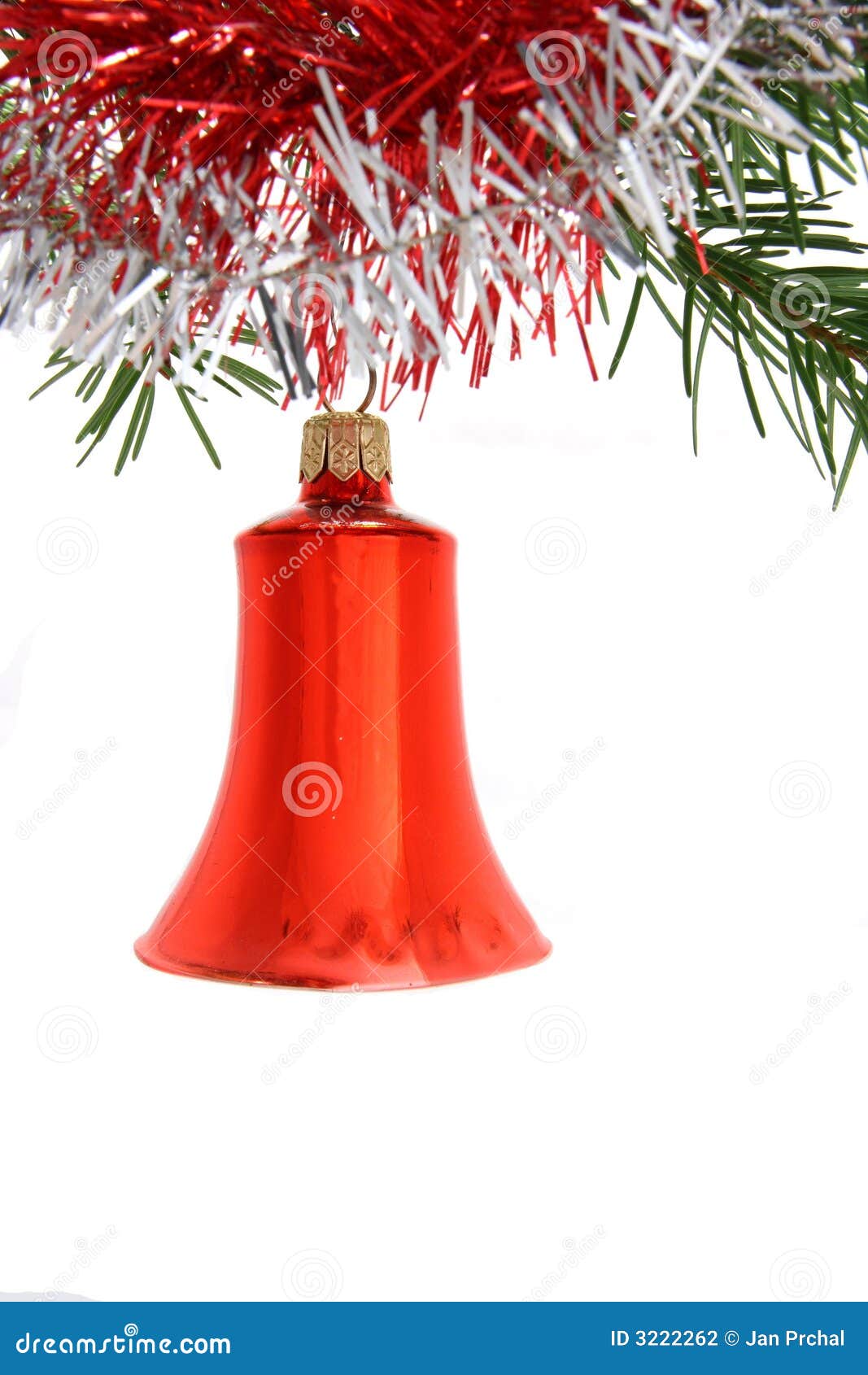 Red christmas bell stock photo. Image of silver, branch - 3222262