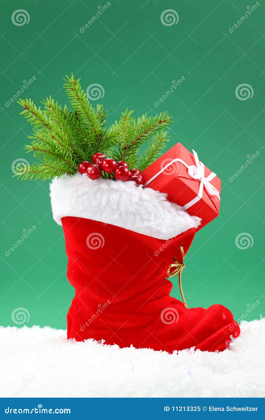 Red christmas boot stock image. Image of snow, traditional - 11213325