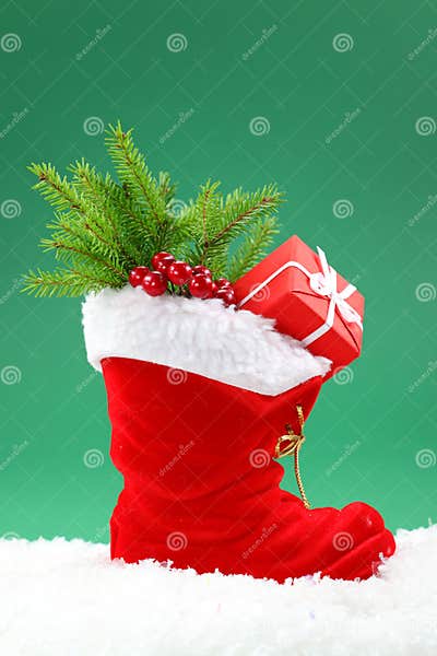 Red christmas boot stock image. Image of snow, traditional - 11213325
