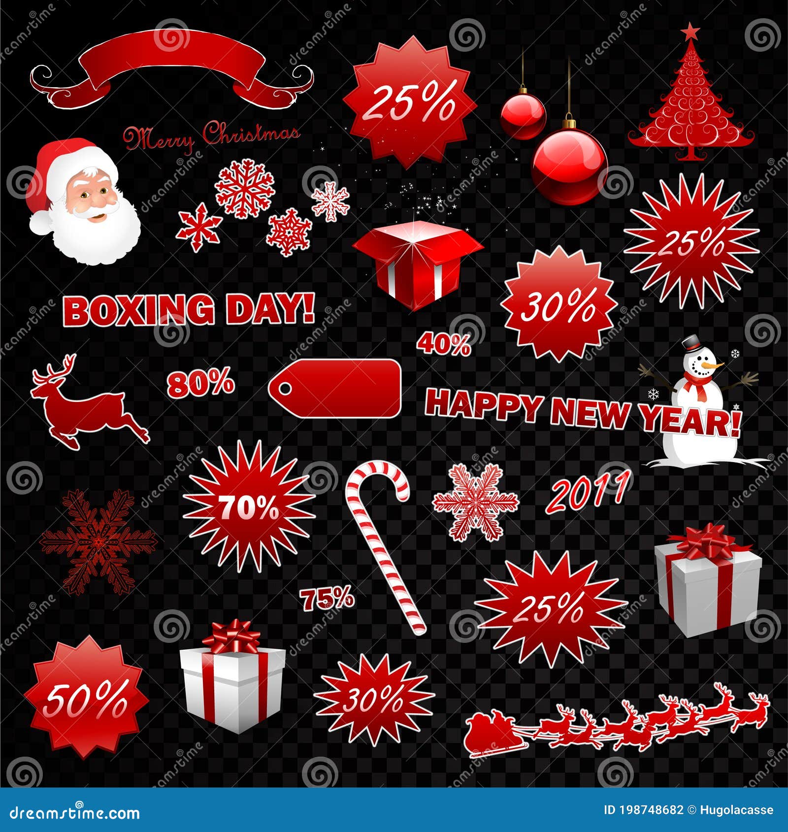 Red Christmas Boxing Day Element Design Collection Stock Vector ...