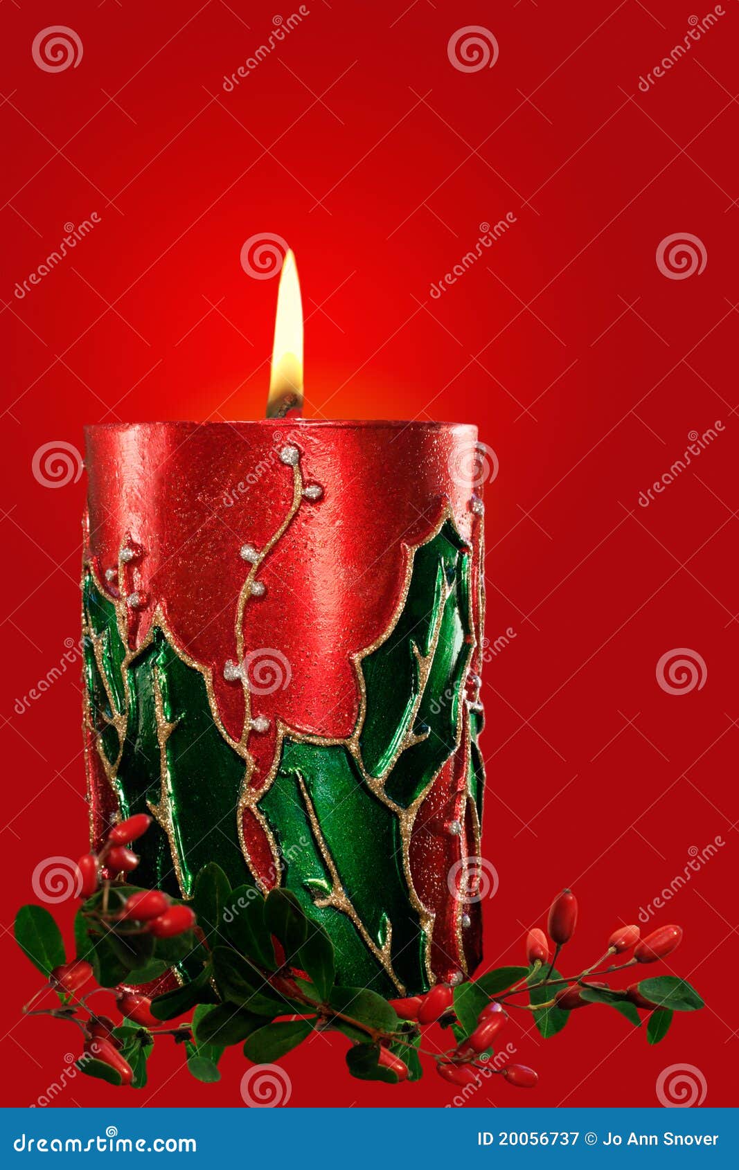 Red Christmas candle stock image. Image of seasons, green - 20056737