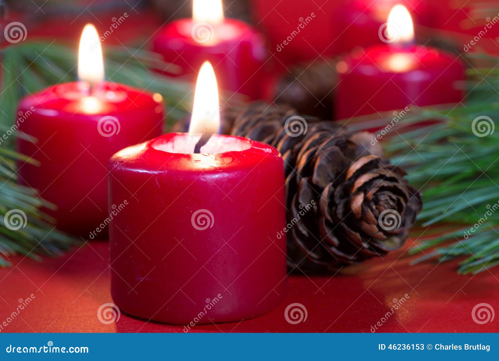 Red Christmas Candles stock image. Image of celebration - 46236153