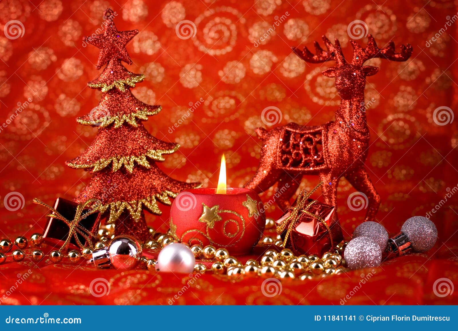 Red christmas card stock image. Image of golden, gift - 11841141