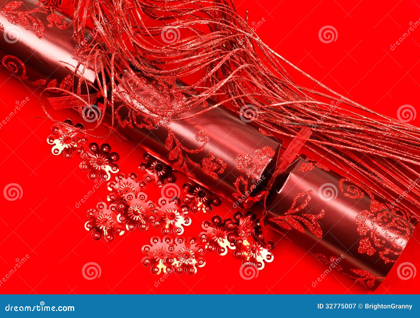 Elaborate Red Christmas Cracker. Stock Image - Image of luxurious ...