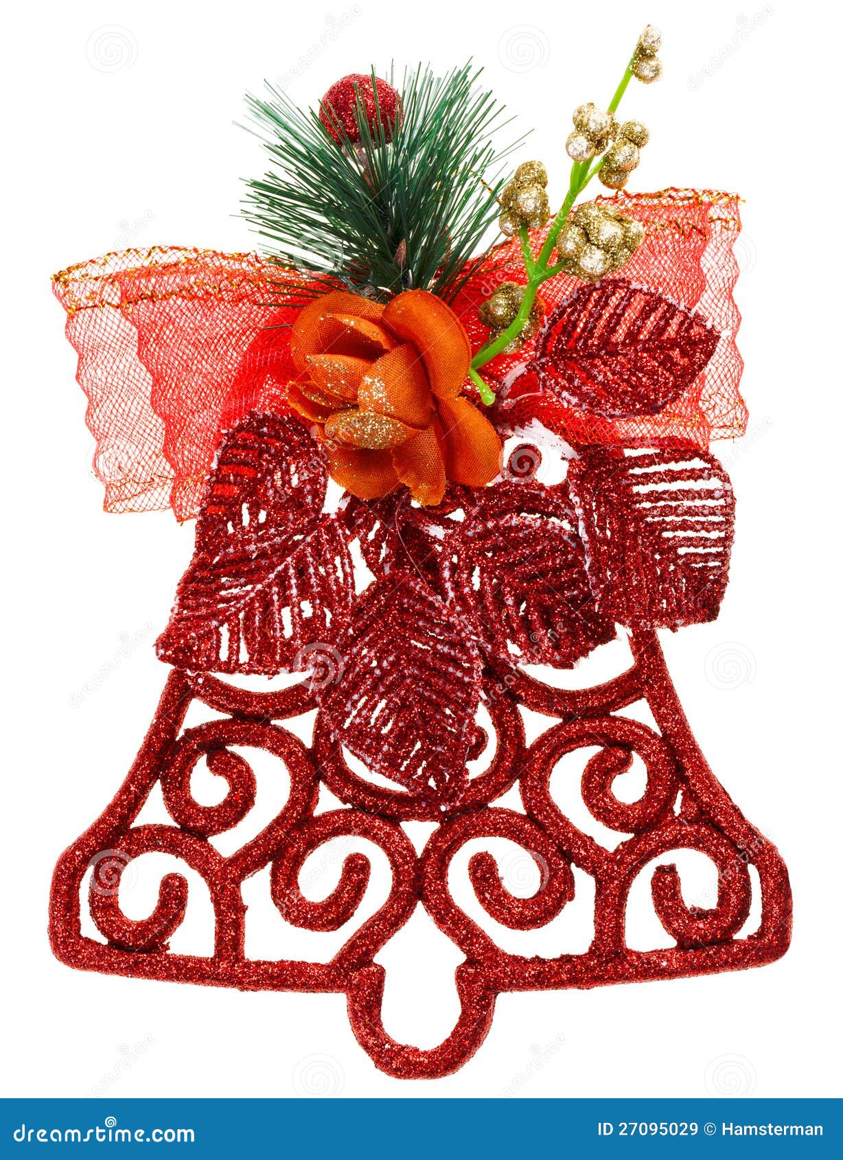 Red Christmas Decoration Bell Stock Image - Image of green, gloss: 27095029