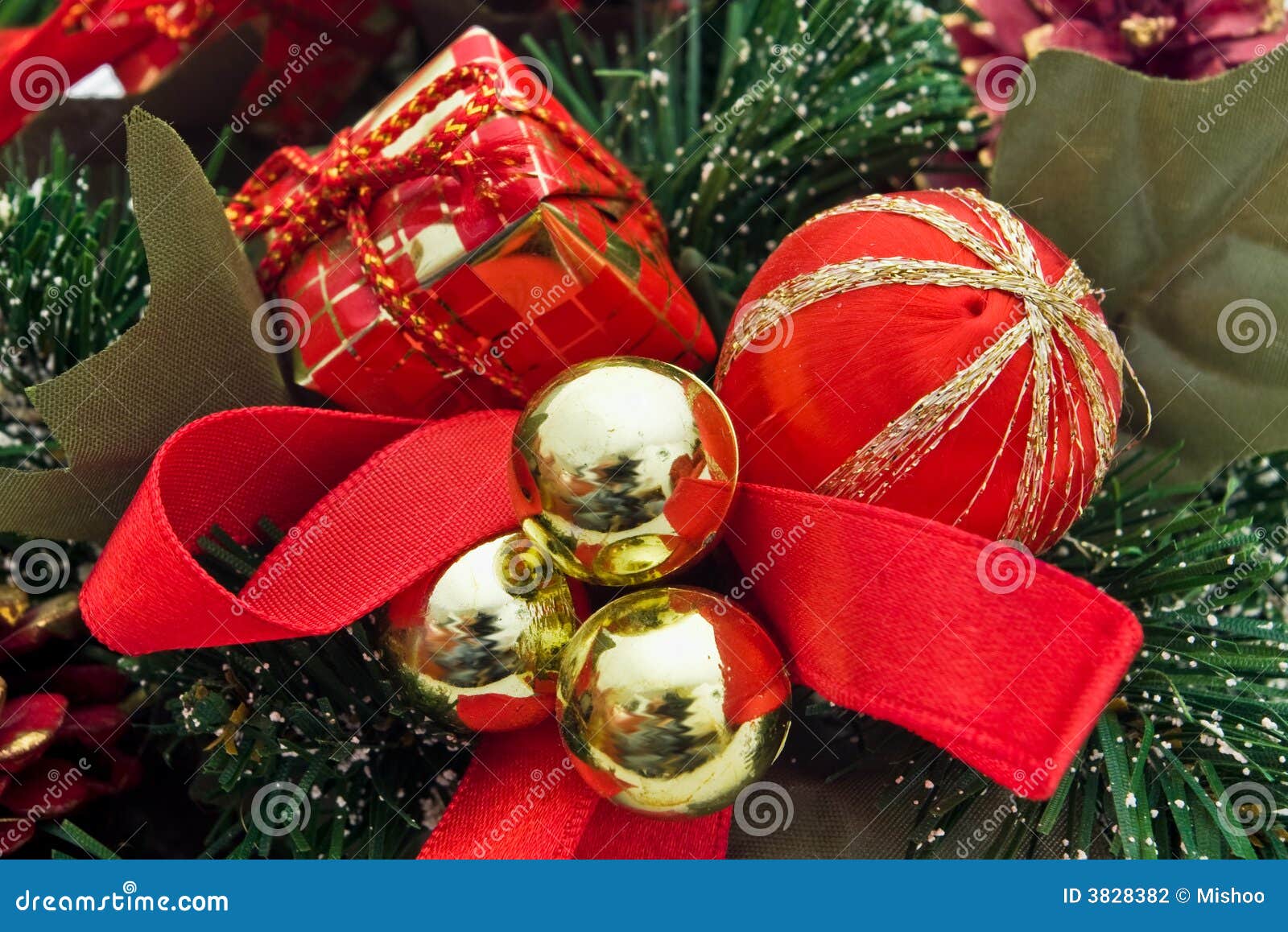 Red Christmas decorations stock photo. Image of xmas, gift - 3828382