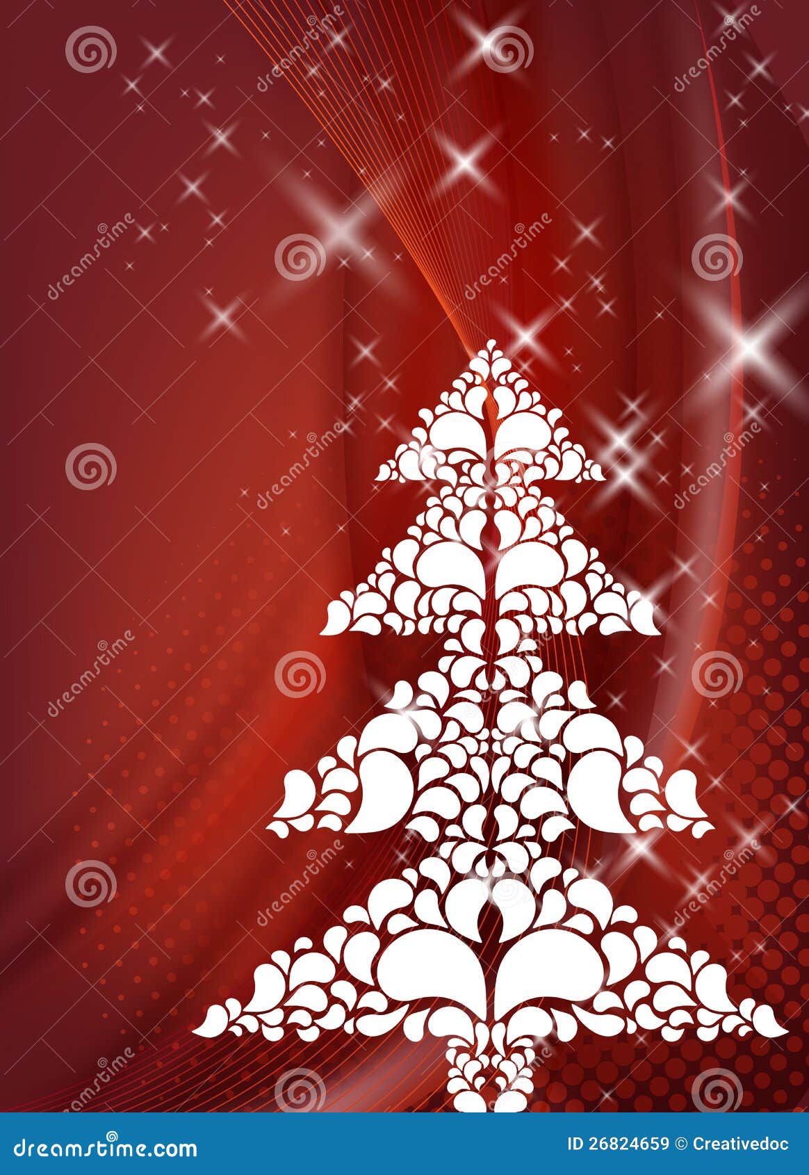 Red Christmas Design with Tree Stock Illustration - Illustration of ...