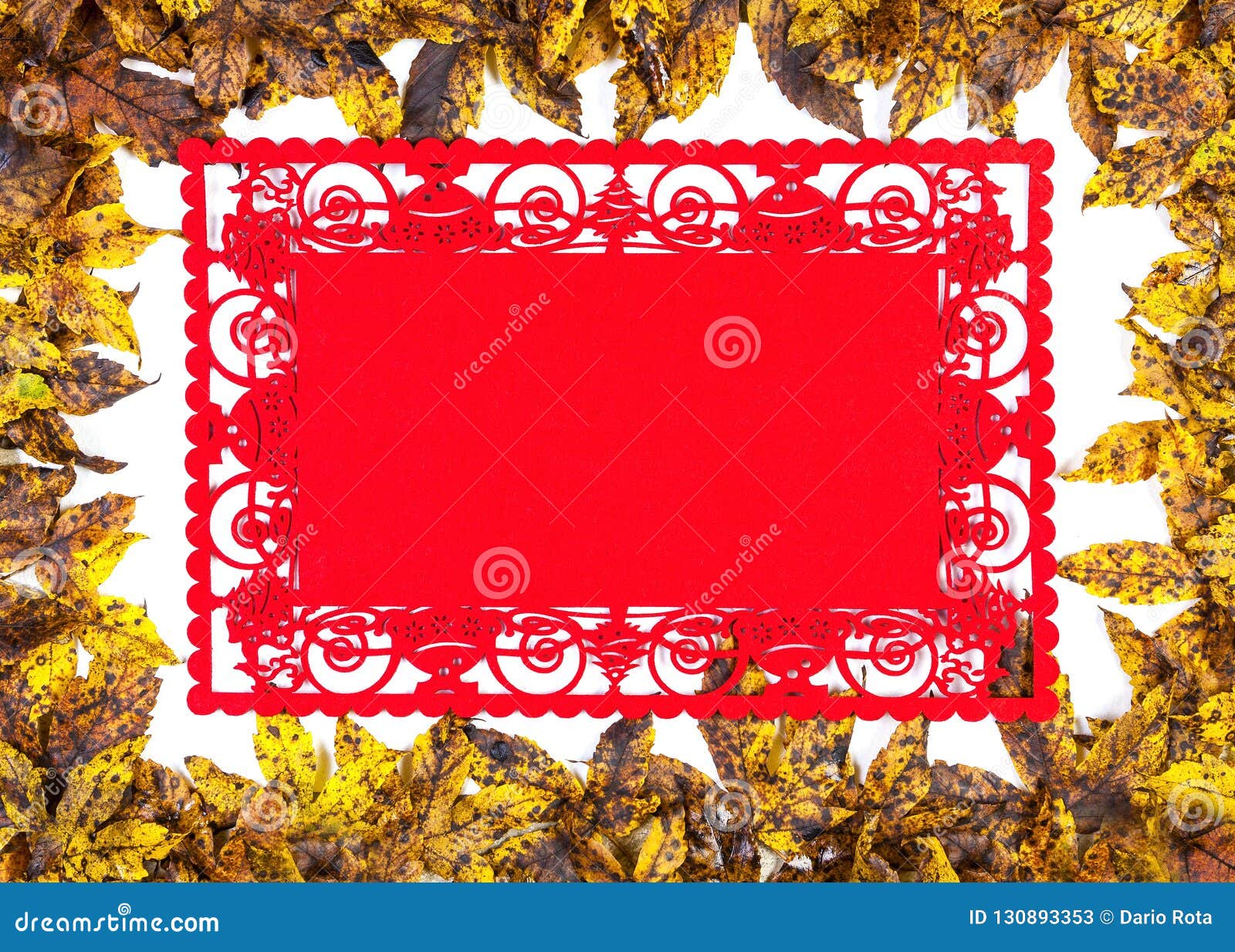 Red Christmas Felt Frame and Leaves Frame Stock Image - Image of ...