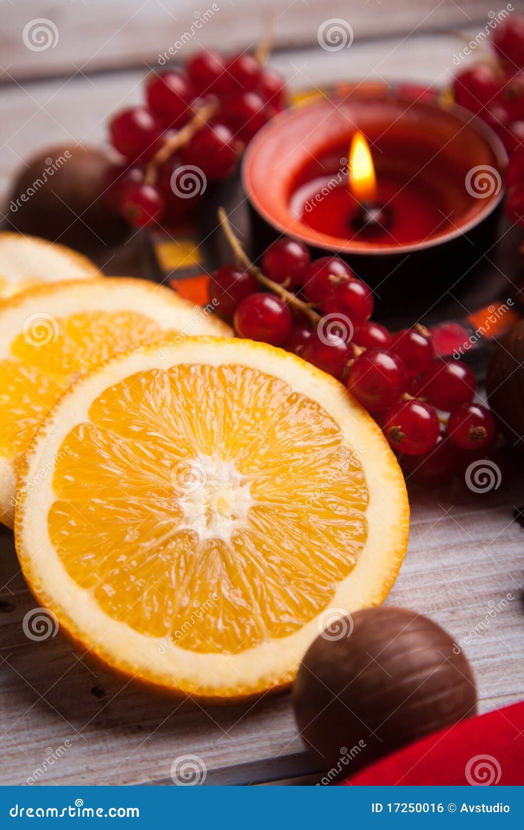Red Christmas Festive Candles with Orange Stock Photo - Image of ...