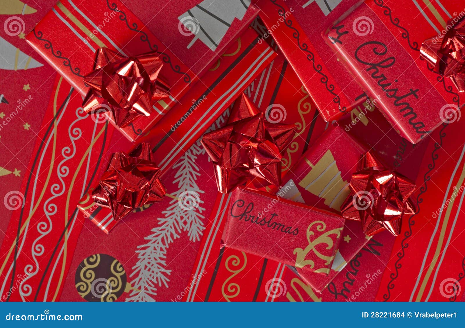 Red Christmas gifts stock photo. Image of gleam, december - 28221684