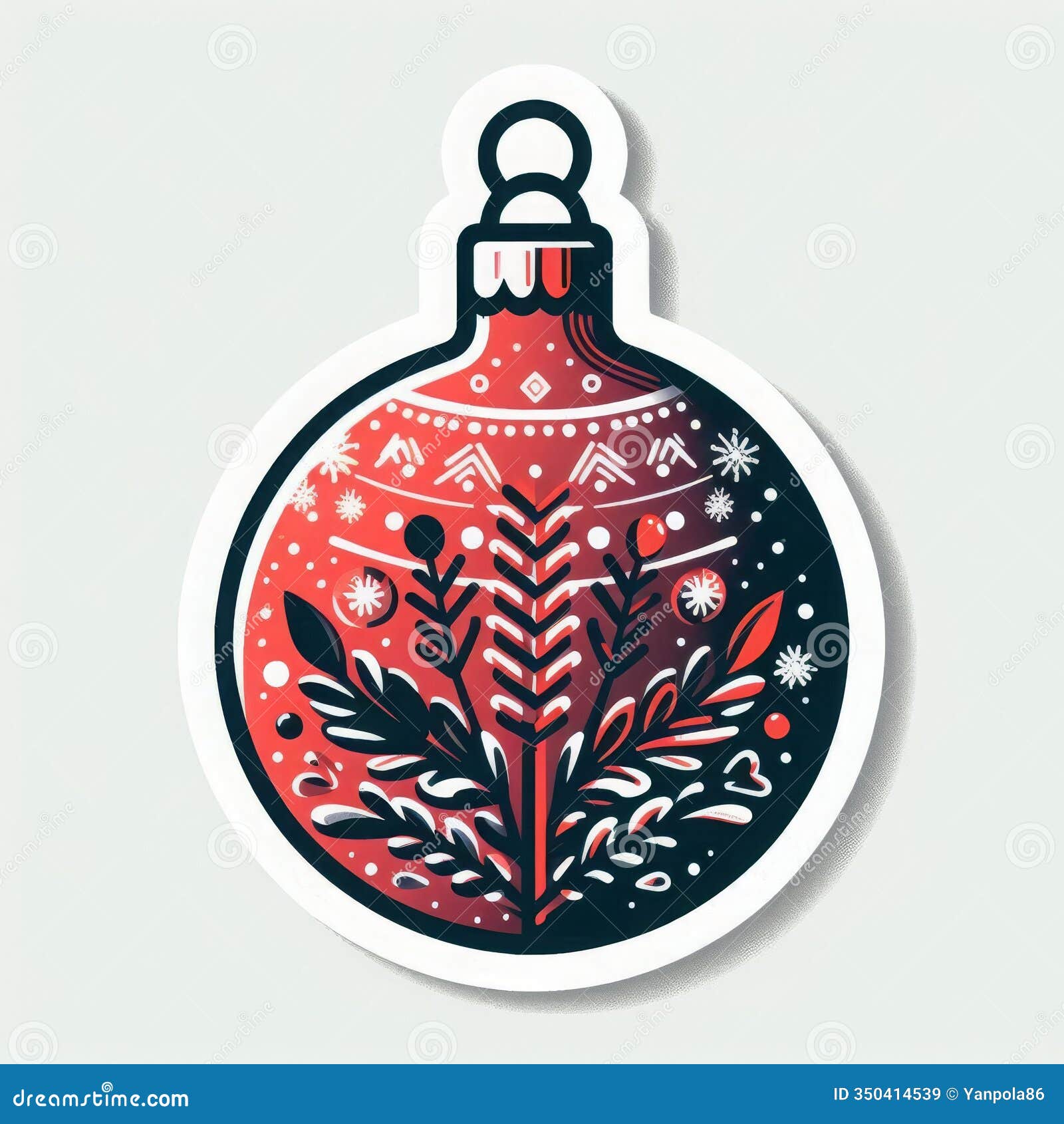 Red Christmas Ornament with Intricate Floral and Snowflake Patterns ...