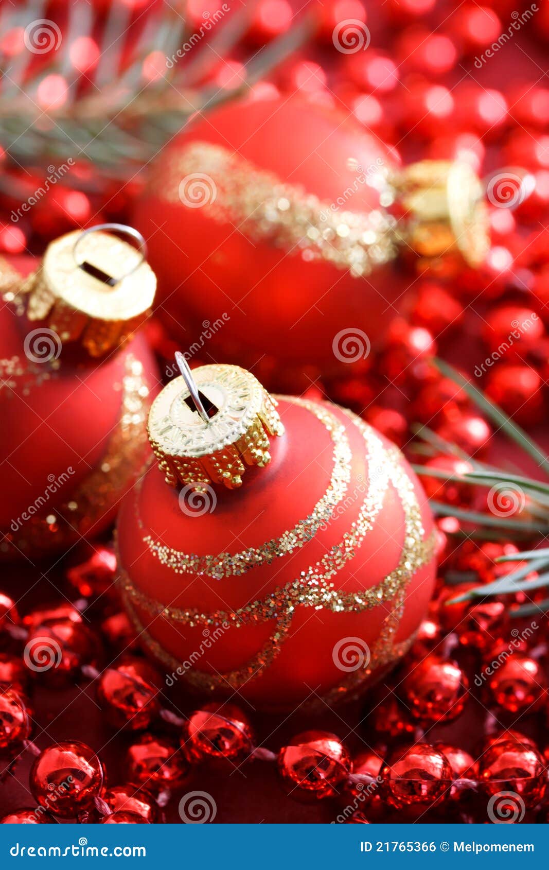 Red Christmas ornaments stock photo. Image of golden - 21765366
