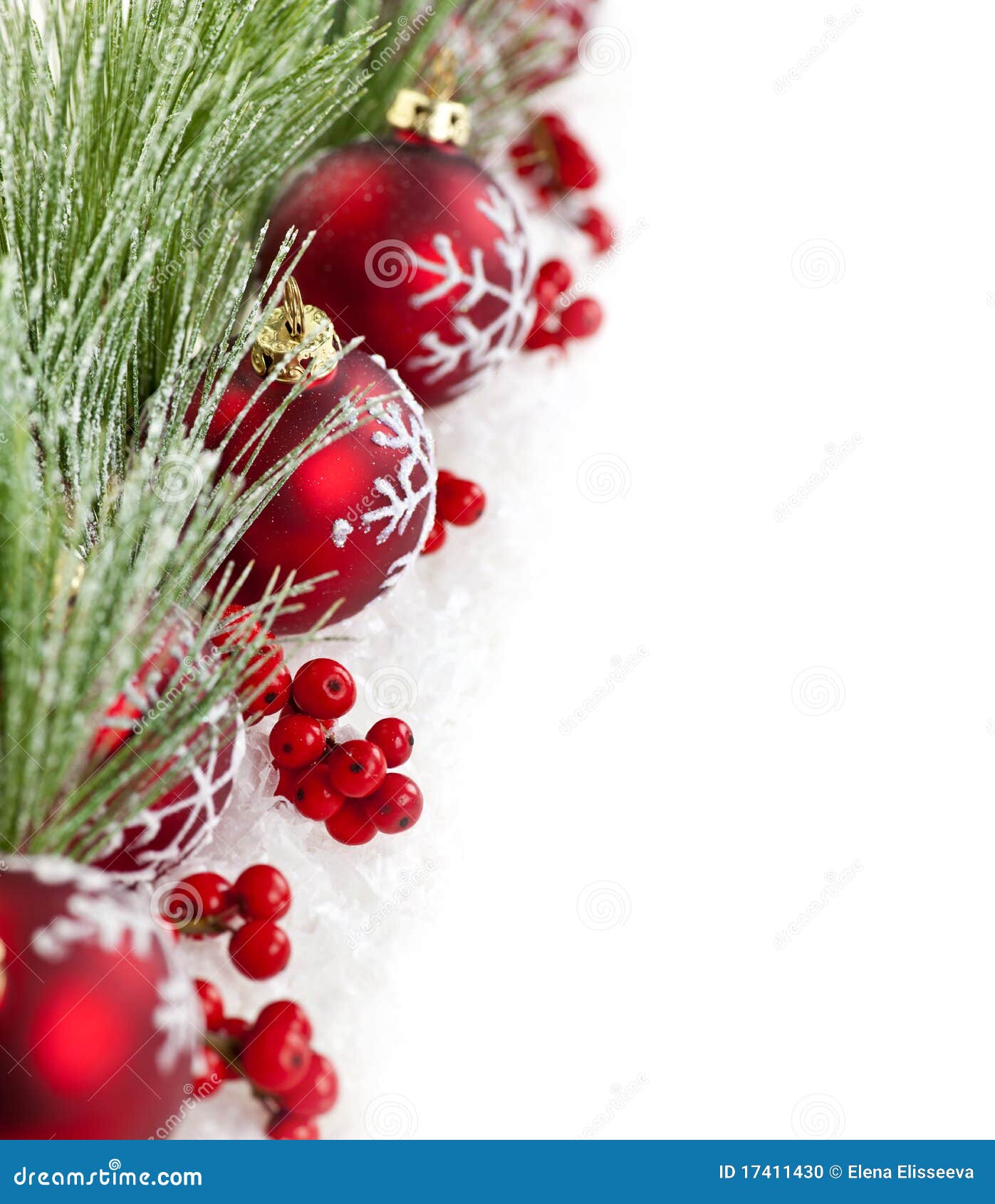 Red Christmas Ornaments Border Stock Photo - Image of berry ...