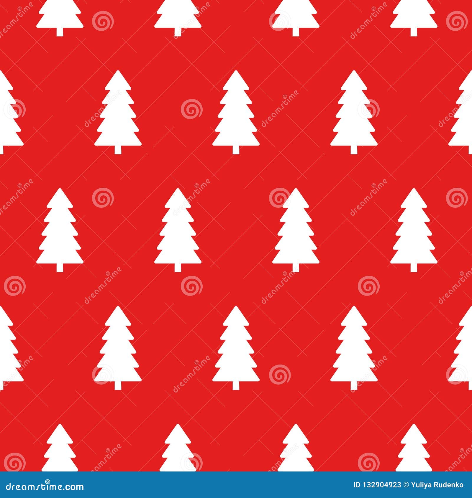 Red Christmas Pattern with Christmas Trees Vector Stock Vector ...