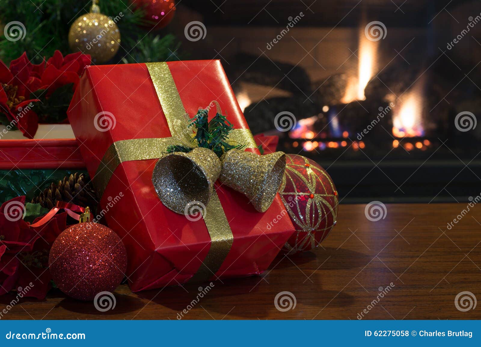 Red Christmas Present stock photo. Image of season, decorated - 62275058