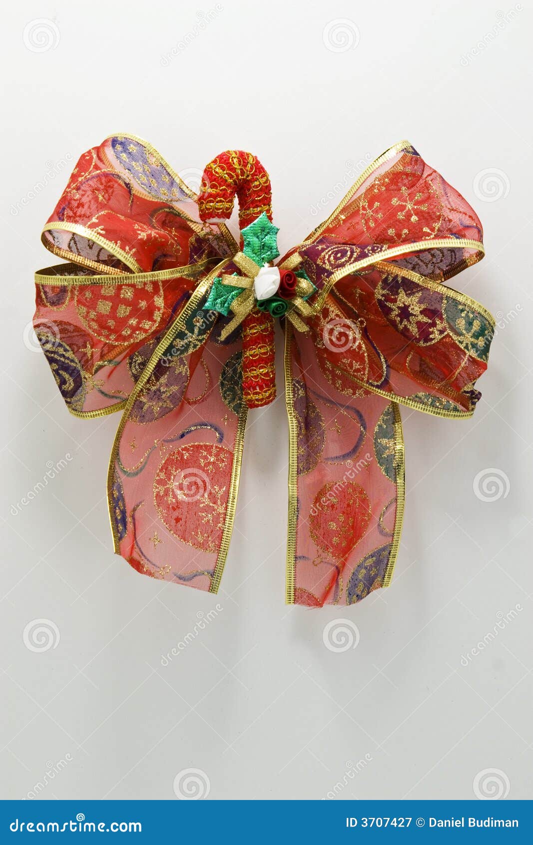 Red Christmas Ribbon Decoration Stock Image - Image of card, satin: 3707427