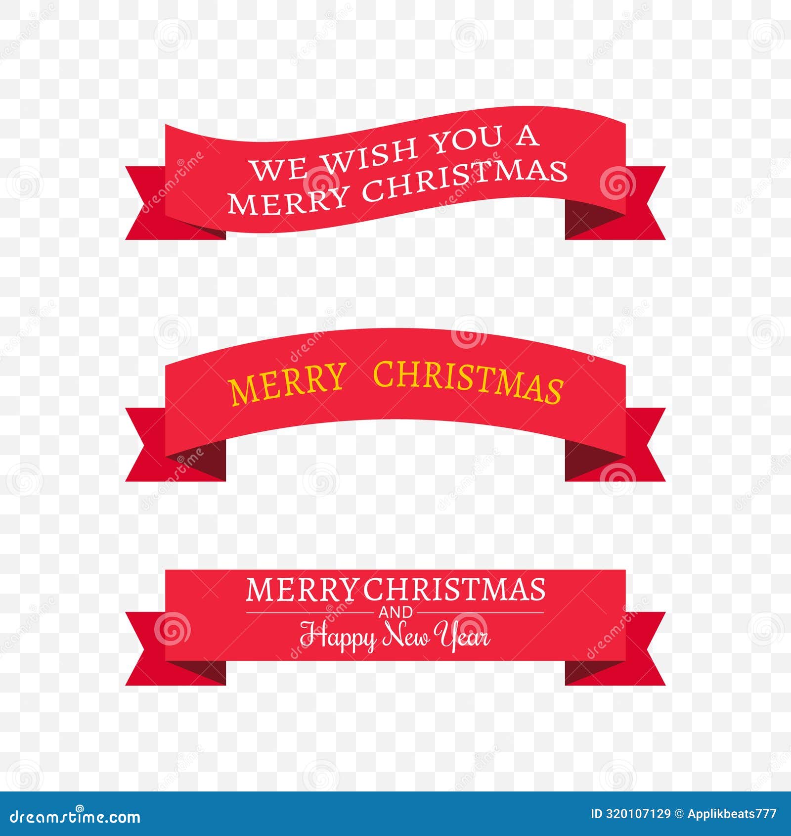 Red Christmas Ribbons. Design Red Ribbons Banners for Christmas. Red ...