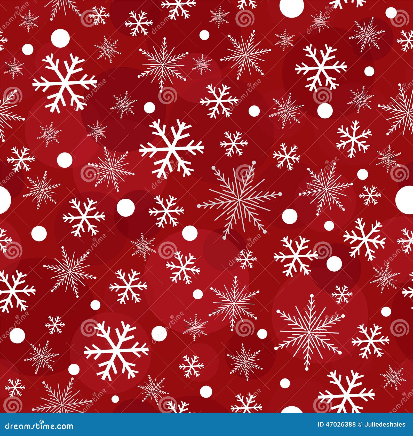 Snowflakes Seamless Pattern On A Red Background. Cute Background With ...