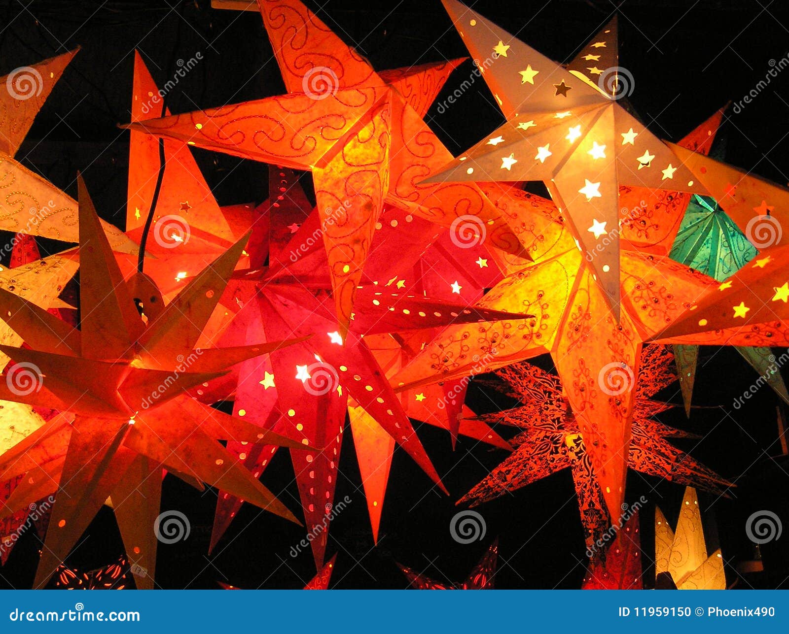 Red Christmas Stars stock photo. Image of craft, color - 11959150
