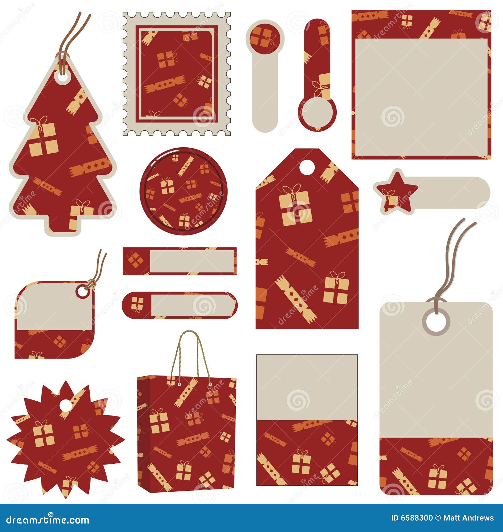 Red Christmas Tags and Tabs Stock Vector - Illustration of string ...