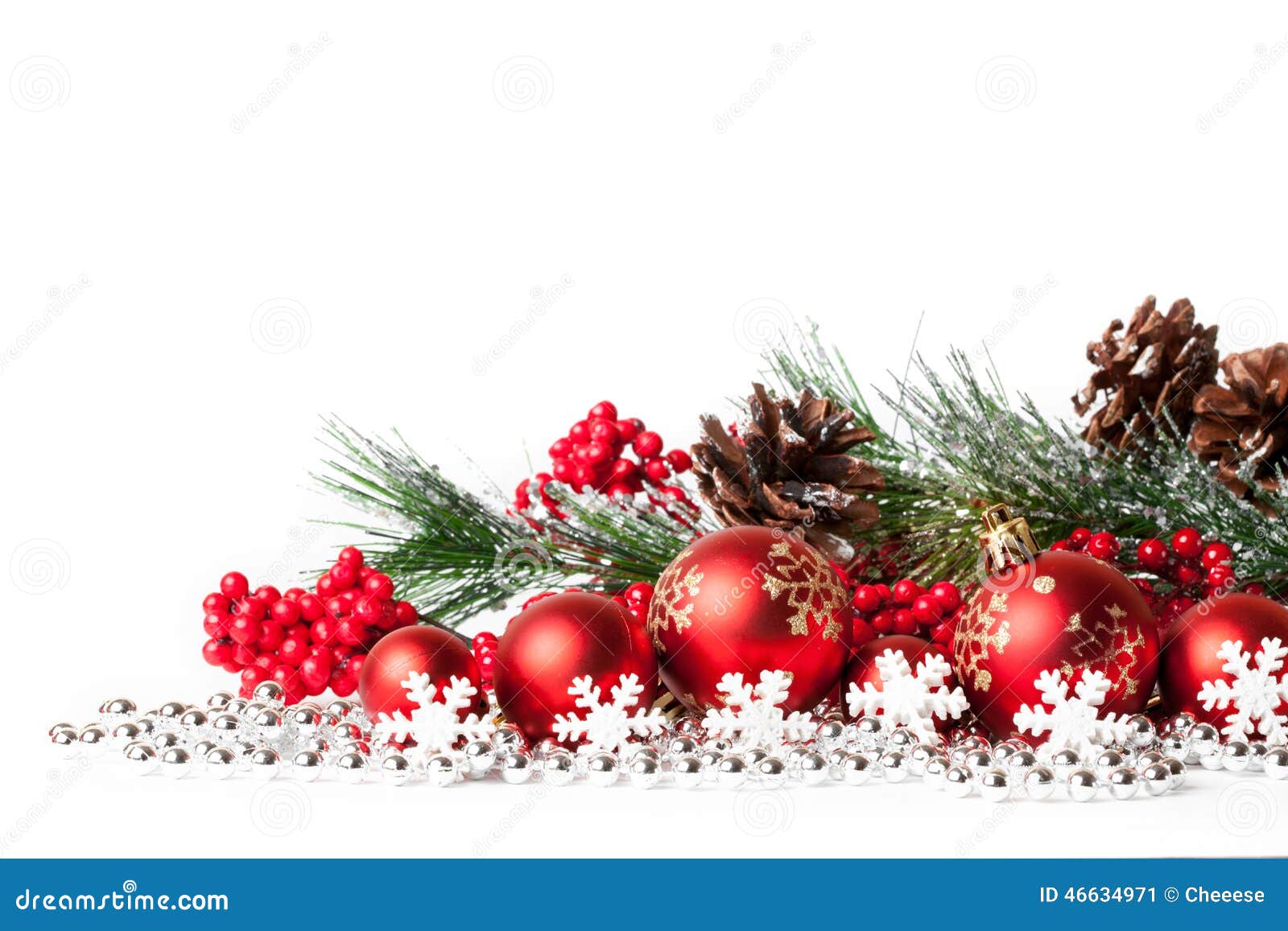 Red Christmas Tree and Balls on White Stock Image - Image of celebrate ...