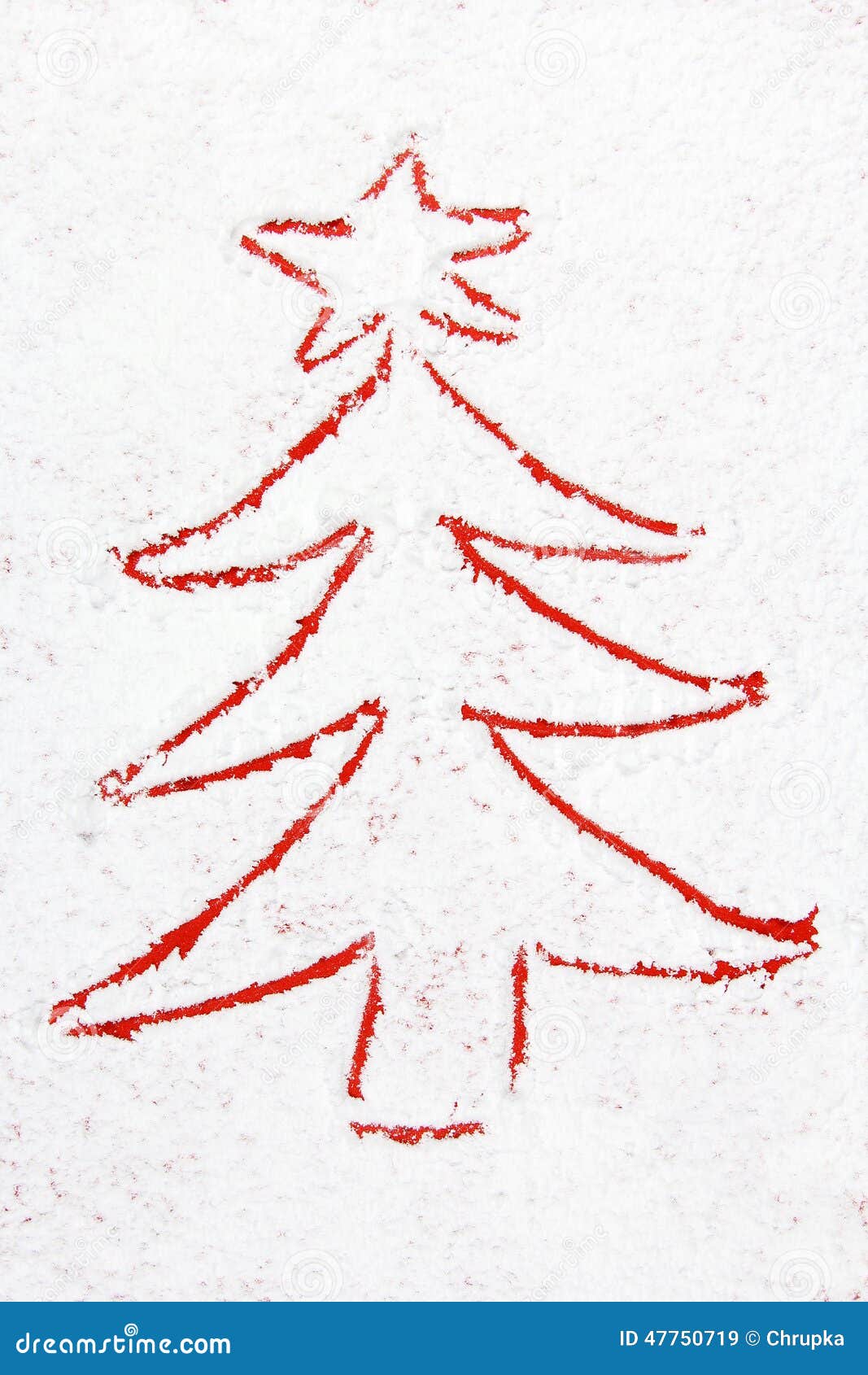 Red Christmas Tree Drawn in the Snow Stock Image - Image of white ...