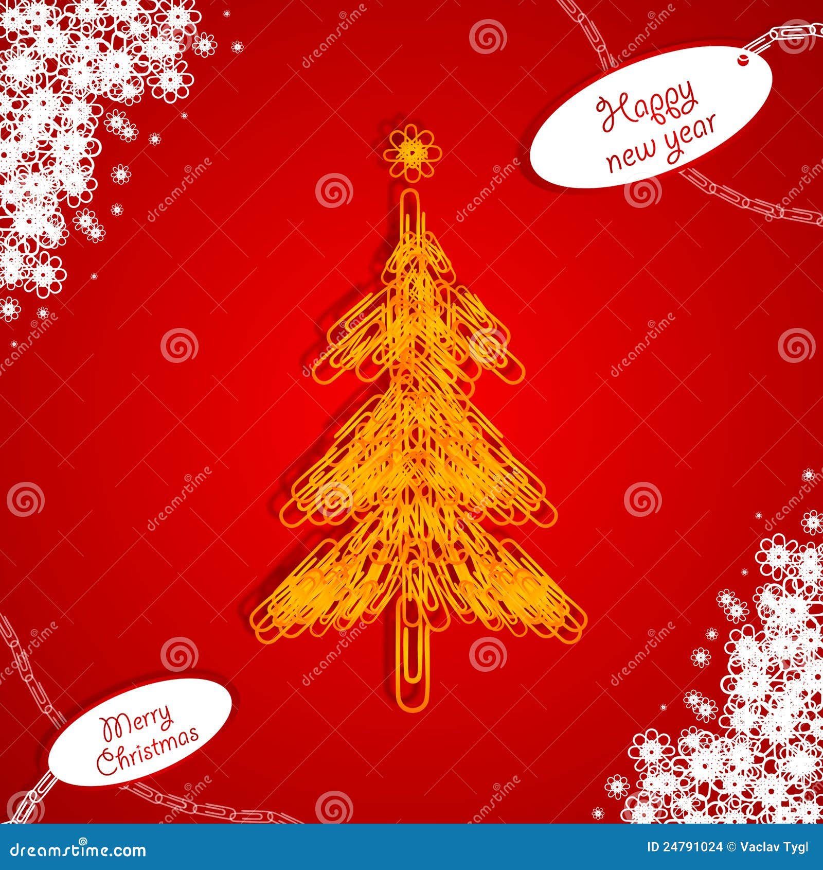 Red Christmas Tree Paper Clip Stock Vector - Illustration of silver ...